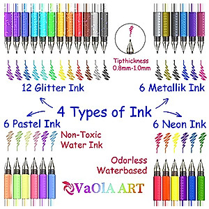 Colored Pens 30 Psc Glitter Gel Pens for Kids Colorful Pens for Spirograph Deluxe Design Set