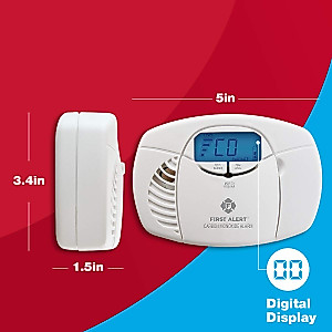 First Alert Carbon Monoxide Detector Alarm|No Outlet Required with Digital Display and Peak Memory, Battery Operated, CO410 , White