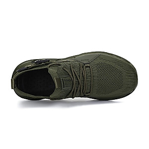 Nihaoya Running Shoes for Men Slip on Breathable Tennis Shoes Sport Athletic Blade Type Sneakers Army Green 7.5