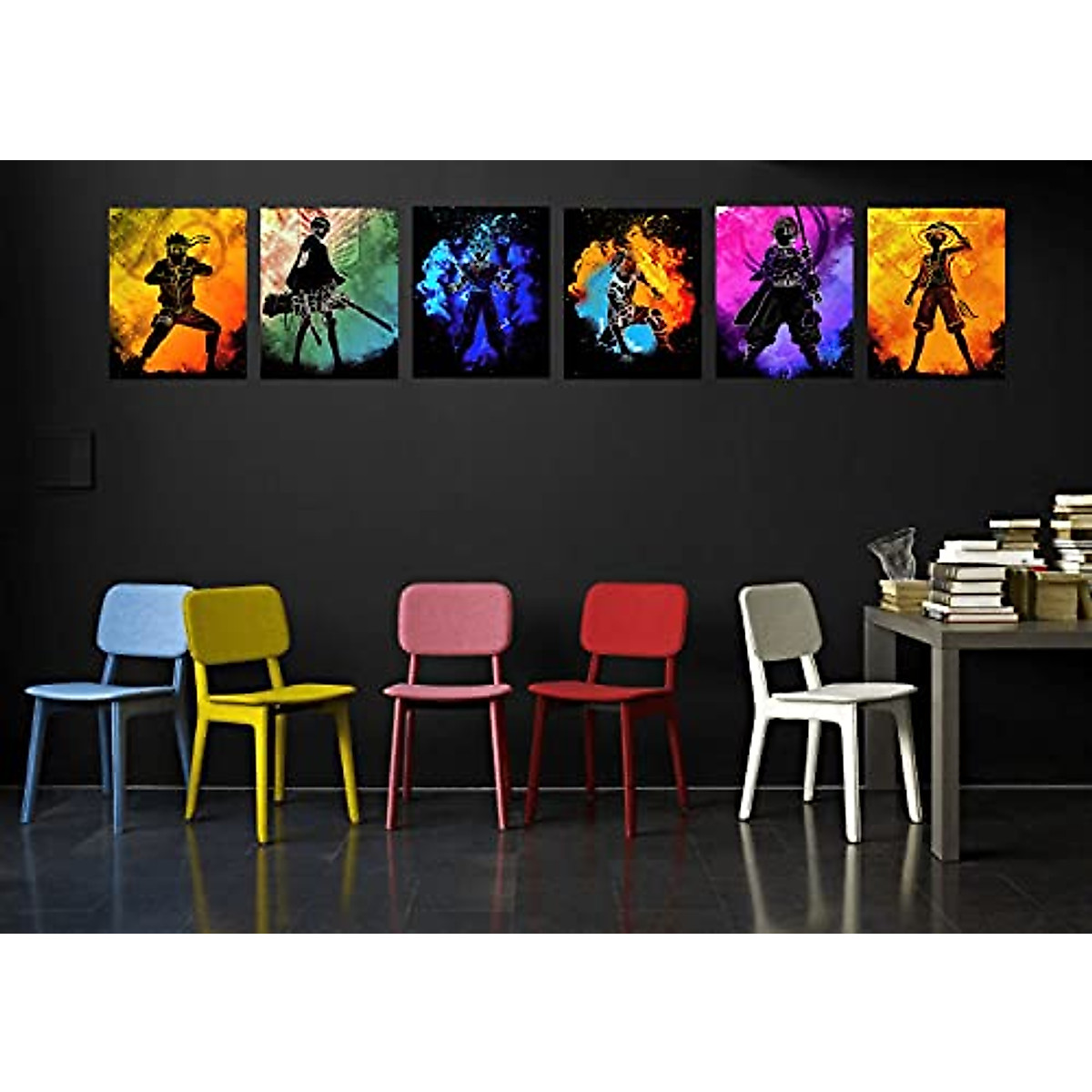 MTEBOCC Anime Poster Pack Teens Posters Bedroom Art - Room Decor Give Boy Gifts Canvas Wall Art Paintings Canvas HD Picture prints Set of 6 Unframed 8X10in