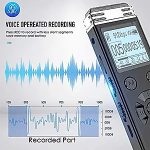 40GB Digital Voice Recorder for Lectures Meetings - Portable Recording Devices with Playback, Line-in, Password, USB Rechargeable