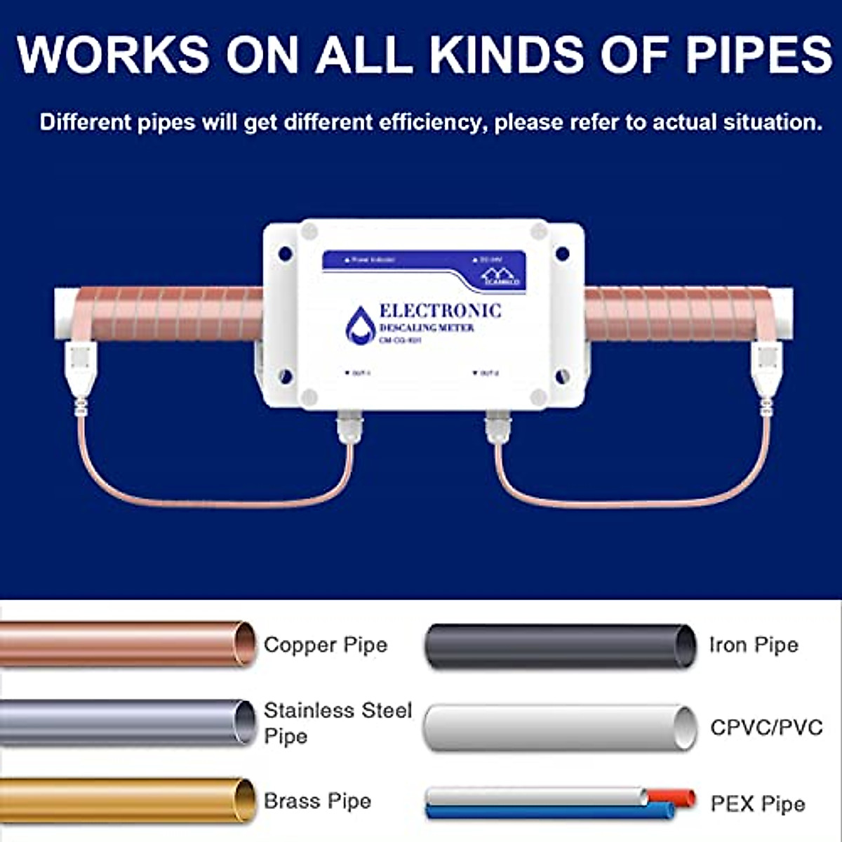 CAMECO Electronic Water Softener for Whole House, Alternative Water Descaler System Salt-Free Hard Water Conditioner | Limescale and Rust Removal | Reduces Hardness| Improve Water Quality