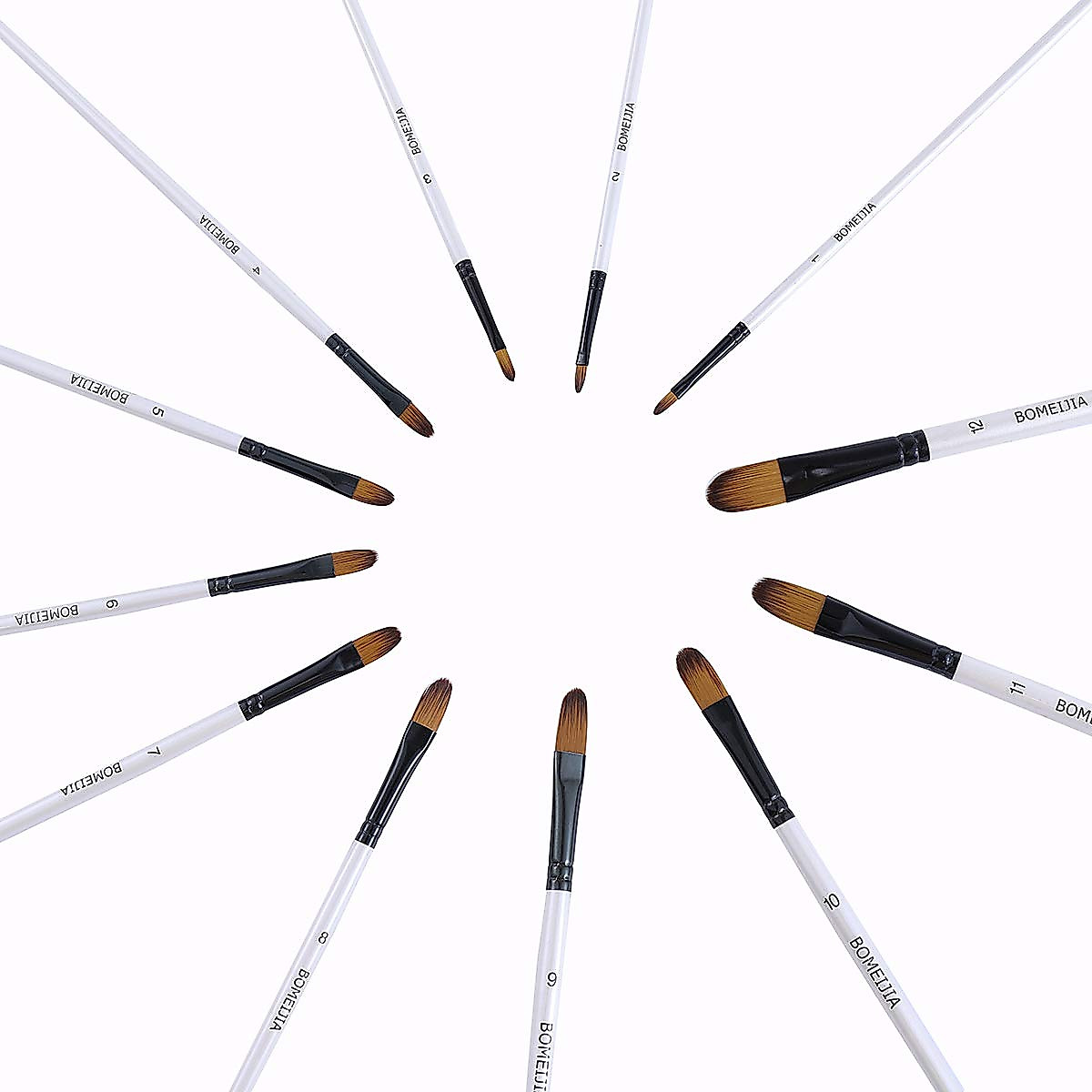 Filbert Paint Brushes Set, 12 PCS Synthetic Nylon Professional Artist Paint Brushes for Watercolor, Oil Painting, Acrylic, Face Body Nail Art, Crafts, Rock Painting