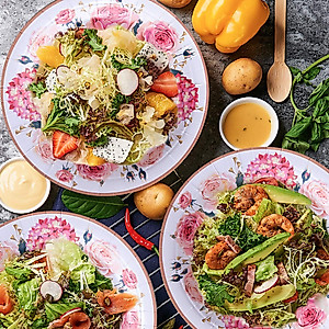 hapray Floral Party Supplies, (Serves 24) Rose Flower Disposable Paper Plates Cups Napkin, Knives Spoons Forks, Tableware Sets for Baby Shower Birthday Bridal Shower Tea Valentines Day Decorations