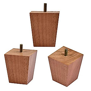 BUYGOO 3inch Wood Furniture Legs Sofa Legs Set of 4 Square Couch Legs Mid-Century Modern Replacement Legs for Armchair Recliner Coffee Table Dresser
