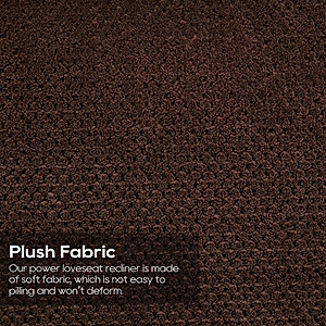 RIHEREFY 68'' RV Power Loveseat Recliner Sofa | Reclining Loveseat with Console & Cup Holder | Double Recliner Sofa | Theater Seating Loveseat with Heat and Massage (Fabric, Coffee)