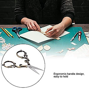 Vintage European Style Sewing Scissors, Flower Plum Blossom Scissors Embroidery Stainless Steel Scissors for Tailor Craft Work(Green)