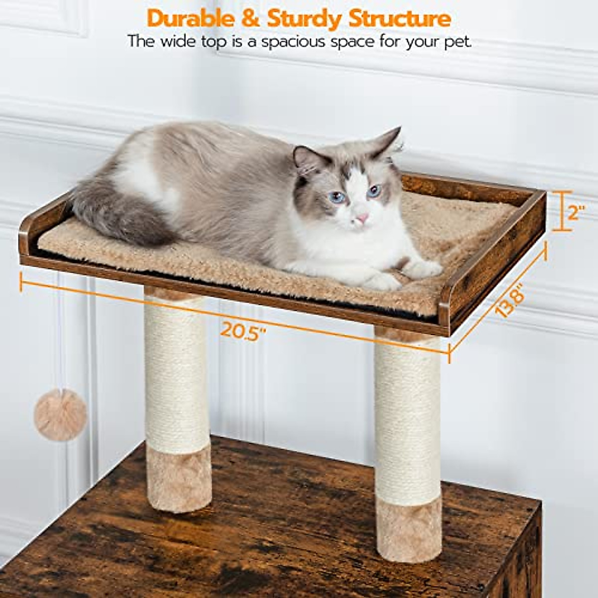 HOOBRO Litter Box Enclosure with Cat Tree Tower, Litter Box Furniture Hidden with Cute Entrance, Private Washroom with Sisal Scratching Posts, Cat Head Door and Large Platform, Rustic Brown BF11MW03