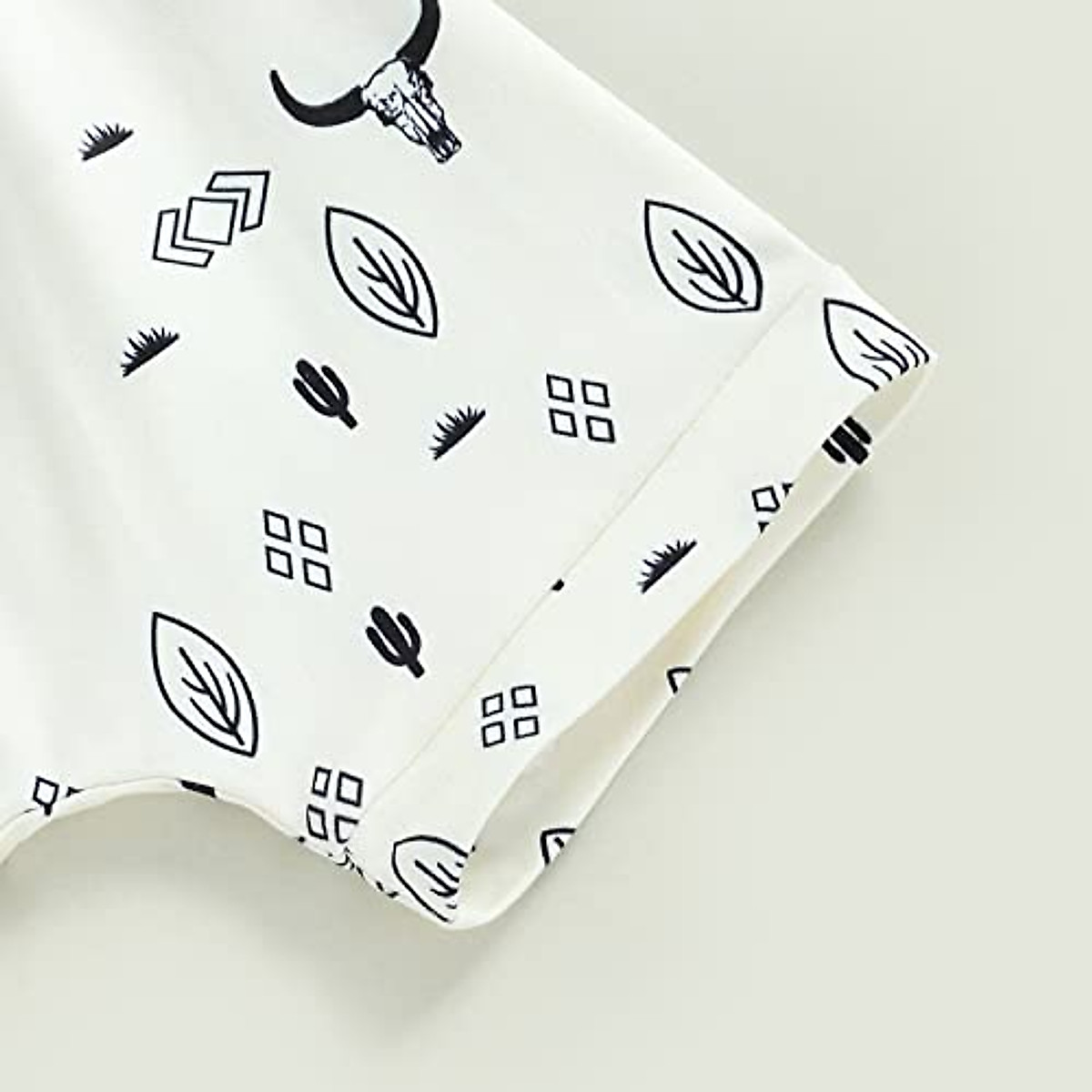 Amiblvowa Cute Western Baby Boy Summer Clothes Cow Print T Shirt Jogger Shorts Set Newborn Toddler Cowboy Country Outfit (Black Beige, 18-24 Months)