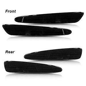 NSLUMO LED Side Marker Lights for Chevy Corvette C6 Z06 ZR1 2005-2013 Smoked Lens Amber Front & Rear Red C6 Marker Lights Replace OEM Sidemarker Lamps