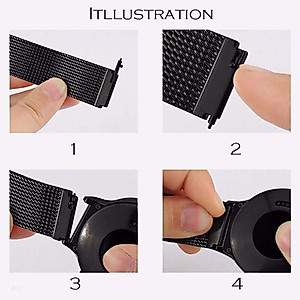 20mm Metal Mesh Magnetic Watch Bands Compatible with Samsung Galaxy 5 Pro 4 Classic Active 2 46mm 45mm 44mm 42mm 40mm Watch, Quick Release Replacement Strap for Samsung Watch 3 41mm Black