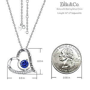 ELDA & CO. Birthday Gift for Women September Birthstone Blue Sapphire Necklace Mom Wife I Love You to the Moon and Back Jewelry Sterling Silver for Her