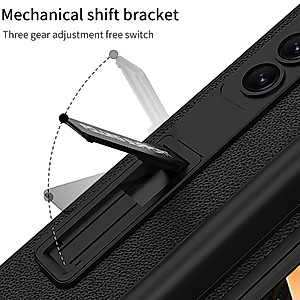 MistWorld for Samsung Galaxy Z Fold 5 Leather Case with s Pen Holder, Stand, Front Cover Integrated Protective Film ，Ultra-Thin Drop-Proof Galaxy Z5 Fold Phone Cover Carbon Fiber Print