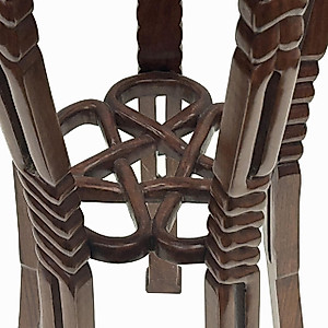 Chinese Oriental Round Brown Ru Yi 5 Legs Plant Stand Pedestal Table Acs7710