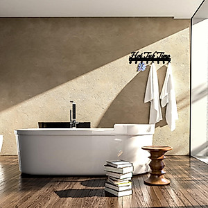 IBosins Towel Rack for Hot Tub Bathroom Towel Holder with 8 Hooks Towel Hanger Wall Mounted for Robes, Clothes, Towels - Hot Tub Accessories Outdoor