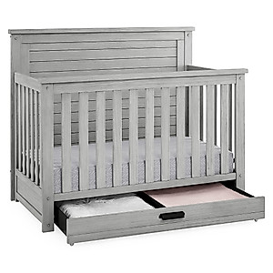 Delta Children Simmons Kids Caden 6-in-1 Convertible Crib with Trundle Drawer, Greenguard Gold Certified, Rustic Mist