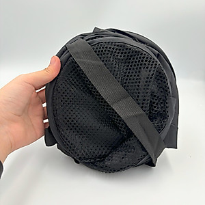 Collapsible Portable Mesh Laundry Storage Hamper - Durable, Foldable Closed Clothes Basket | Pop-up Folding Compact Washing Bag for Girl's Rooms, College Dorms, Cruises, or Travel (1PCS, Black)