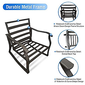 Casualstay Patio Chair Set of 2 Rocking Chairs with Comfortable Super Thick Back&seat Cushion,Durable Steel Frame Good Choice for Outdoor, Indoor,Home,Bistro Conversation Occasions