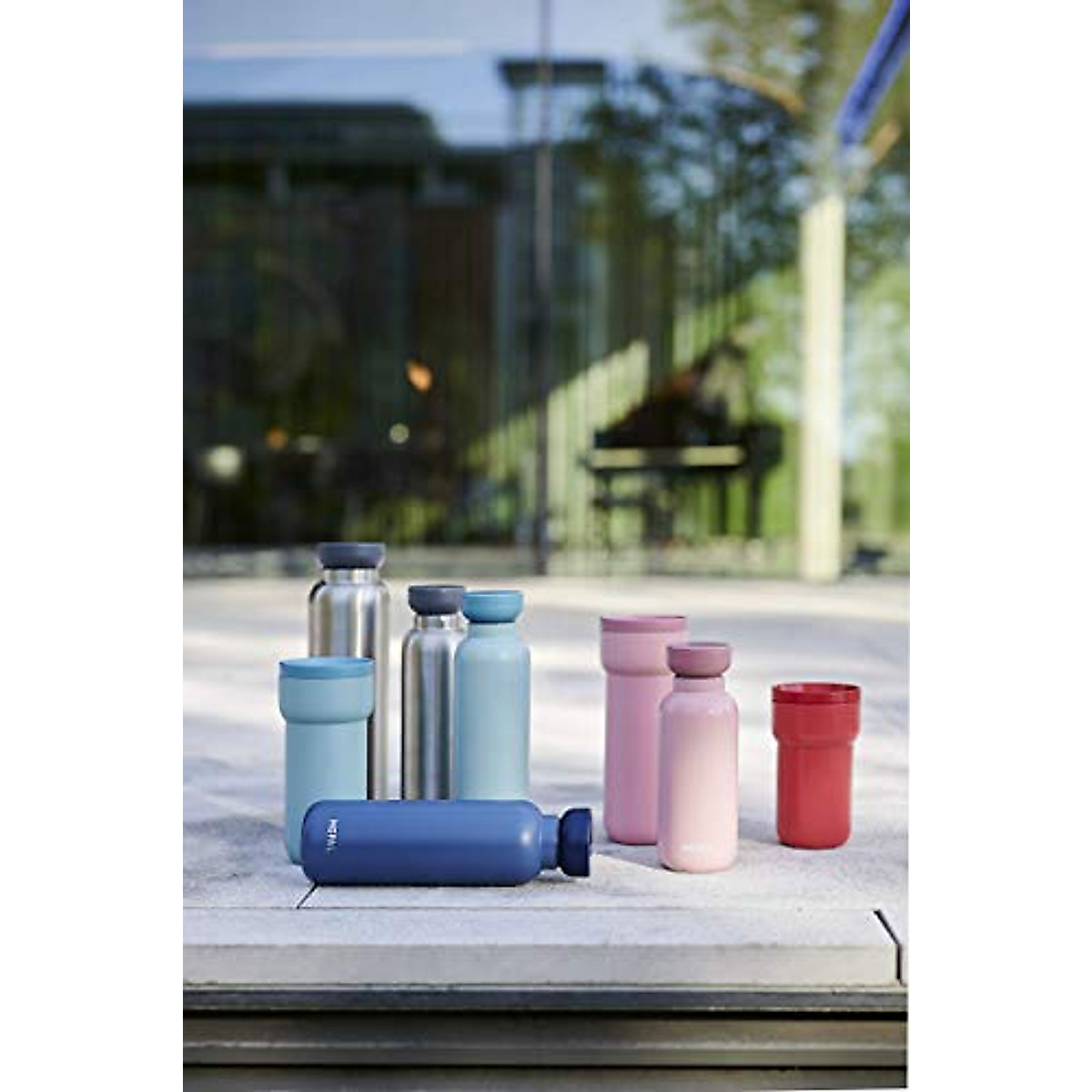 MEPAL, Large Insulated Water Bottle with Lid, BPA Free, Nordic Denim, Holds 30 oz, 1 Count