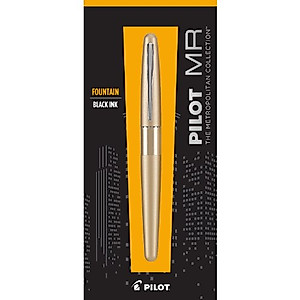 Pilot Metropolitan Collection Fountain Pen, Gold Barrel, Classic Design, Medium Nib, Medium Nib, Black Ink (91119)