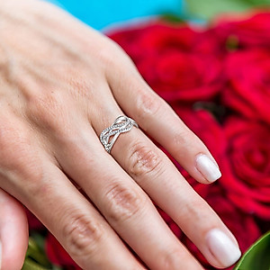 YL Infinity Statement Rings for Women 925 Sterling Silver Anniversary Ring Eternity Twisted Engagement Jewelry size5