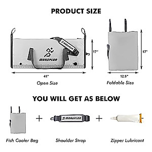 MORXPLOR Insulated Fish Cooler Bag for Fishing 41x17In 50x20In 60x24In,Insulated Fish Kill Bag with Easy Grip Carry Handles and Carry Pack,Large Leakproof Fish Bag Cooler