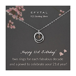 EFYTAL 21st Birthday Gifts for Her, Sterling Silver Necklace, 21 Year Old Birthday Gifts for Her, 21st Birthday Decorations for Her, Gifts for 21 Year Old Female, 21st Birthday Gifts for Daughter