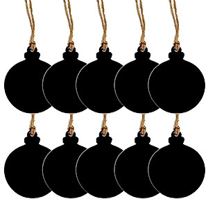 Healifty Mini Two-Sided Chalkboard 10PCS Round Mini Chalkboard with Hemp Rope Blackboard Message Board for Home Decoration Pendant DIY Accessories