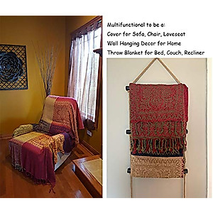 AIVIA Boho Throw Blanket, Colorful Chenille Jacquard Bohemian Chair Recliner Furniture Cover Aztec Hippie Throws Loveseat Sofa Blankets (60" x 75", Red Green Navy Yellow)