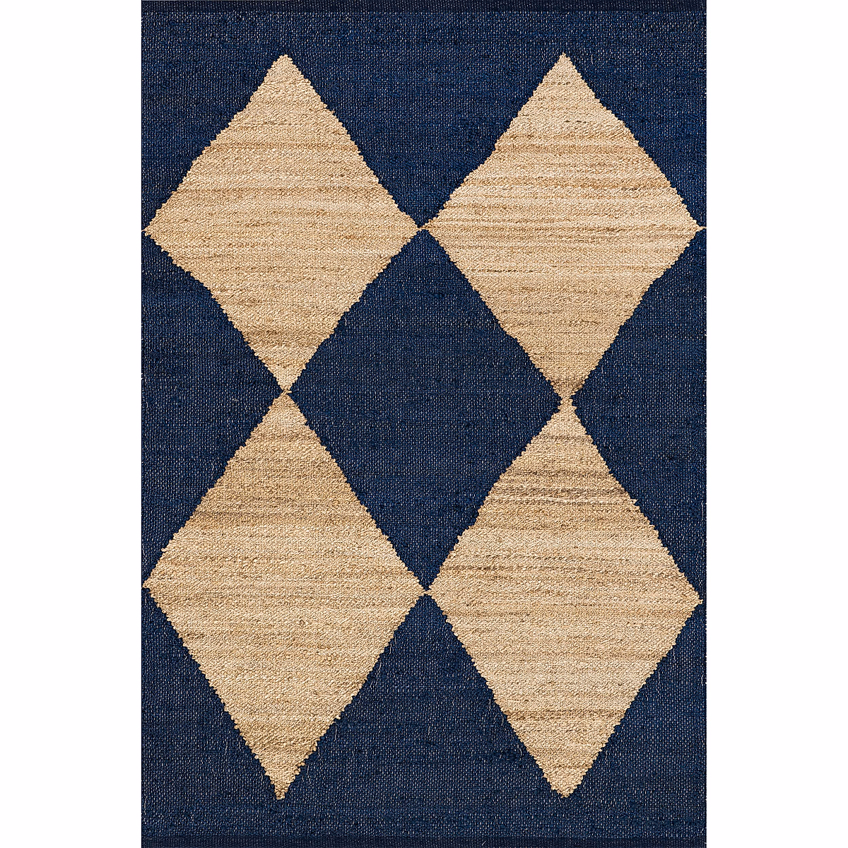 nuLOOM Pandora Diamond Jute Area Rug - 8x10 Jute Area Rug Global Inspired Navy/Ivory Rugs for Dining Room Rug Neutral Rug Living Room Rug Kitchen