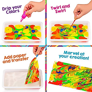 Original Stationery Rainbow Marbling Kit for Kids, to Make Marble Art and Craft Kids Will Love, Great Arts and Crafts and Rainbow Gifts for Girls