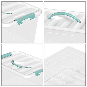 Xyskin 14 Quart Clear Storage Bins with Lid and Green Handle, Storage Latch Box/Bin Organizing Container