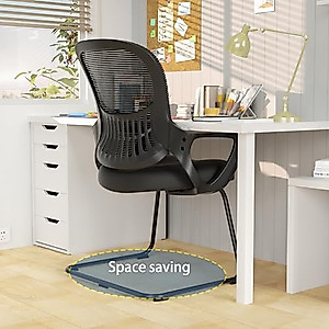DUMOS Office Desk Chair No Wheels, Ergonomic Executive Sled Base Mesh Computer Chairs with Comfy Arms and Lumbar Support for Home Conference Room Bedroom Waiting Reception Guest Student Elderly