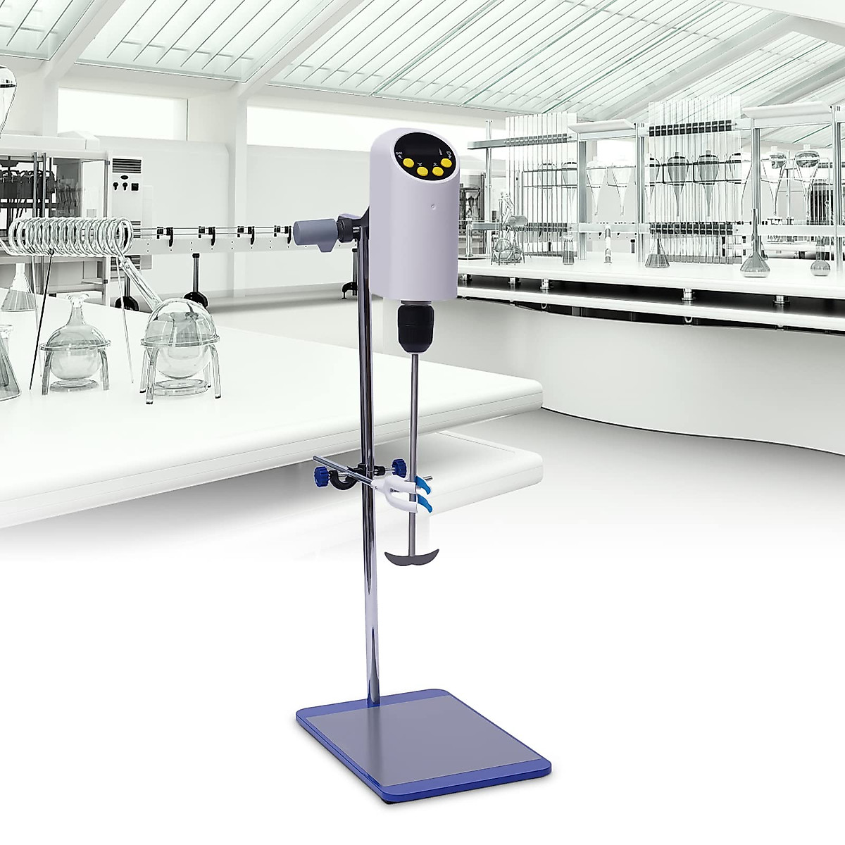 Lab Digital Overhead Stirrer Mixer 42-Quart 50000mpas 100-2000RPM, Laboratory Top-Mounted Electric Mixer Digital Display Agitator and Stainless Steel Stir Bar 100-240V-L8