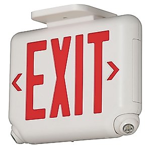 Dual-Lite EVCURWD4 LED Exit Sign & Emergency Light Combo, 1.7W Red Letters Remote Damp Listed - White