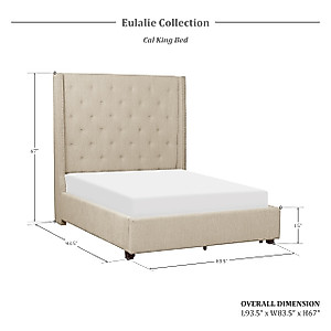Lexicon Eulalie Upholstered Platform Bed, Cal King, Beige