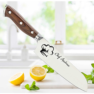 Customizable Stainless Steel Steel Santoku Kitchen Knife with Laser Engraved Cooking Gifts for Him Her Housewarming Gifts Kitchen Knife Gift Set