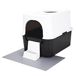 Sfozstra Cat Litter Box with Lid, Fully Enclosed Splash-Proof and Leak-Proof Urine High Edge and Odorless Cat Litter Box, Easy to Installation and Clean (Black（S)
