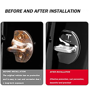 PJOKI Fit Tesla Model 3 Model Y Car Door Lock Cover Stainless Steel Car Door Lock Cover Door Guard Lock for Tesla Accessories(Silver)