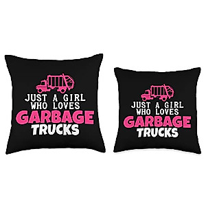 Garbage Truck RCV Waste Disposal Motifs Just Loves Garbage Trucks Girls RCV Throw Pillow, 18x18, Multicolor