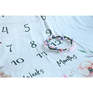 ARUGUMBABY Baby Milestone Blanket Girl - Baby Photo Blanket - Growth Chart Blanket for Baby Girl - 60" x 40" Large (Purple Floral)