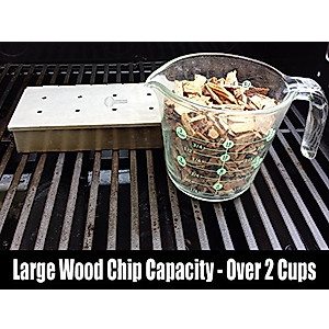 Cave Tools Grill Smoker Box Starter Kit for Wood Chips, Stainless Steel Bucket Style with Hinged Lid, BBQ Grill and Smoker Accessories - Medium