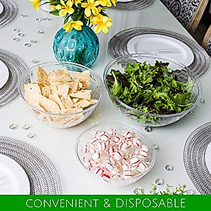 PLASTICPRO Disposable Round Crystal Clear Serving Bowls For Party Snack or Salad, Plastic Clear Chip Bowls, Candy Dish (2, 48 OUNCE)