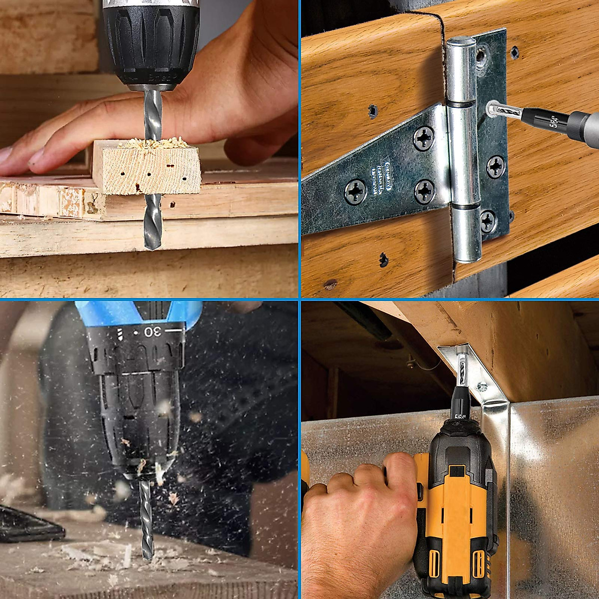 22PCS Self Centering Drill Bit Set, Door Window Cabinet Hinge Hardware Drill Bits, 10 Tapper Core Hole Puncher with 10 Replacement Drill Bits & Hex Key & Center Punch