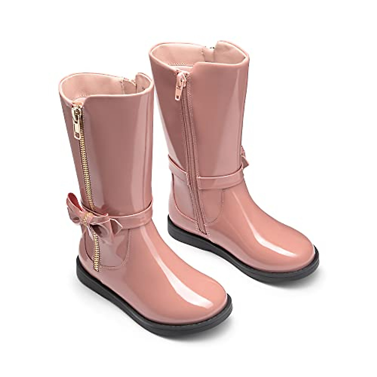 DREAM PAIRS SDBO224K Girls Side Zipper Riding Boots Mid Calf Shoes Size 5 Toddler Pink/PAT