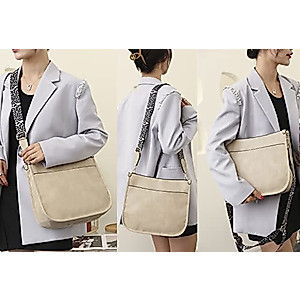 Panymmy Vegan Leather Crossbody for Women Trendy Messenger Shoulder Bag Medium Purses with Adjustable Strap (Beige)