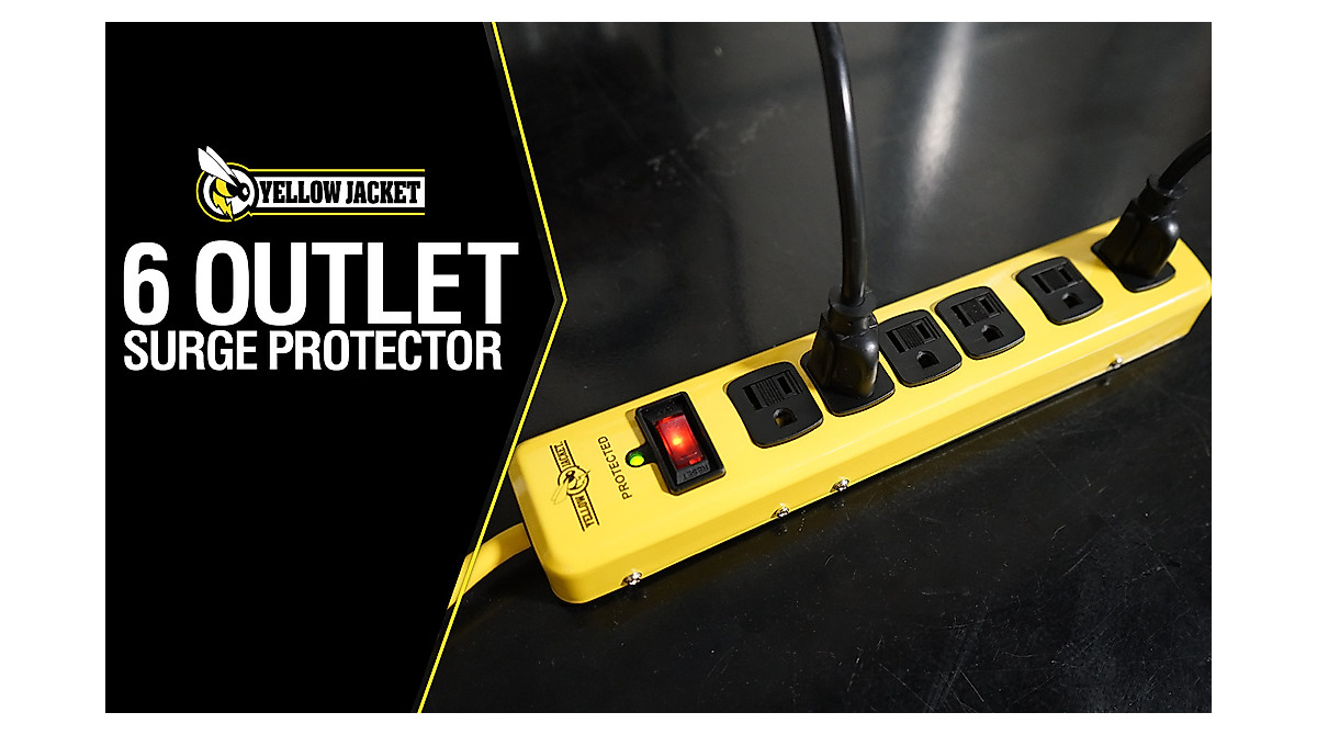 Yellow Jacket 5138 Metal Surge Protector Strip - 15ft Cord