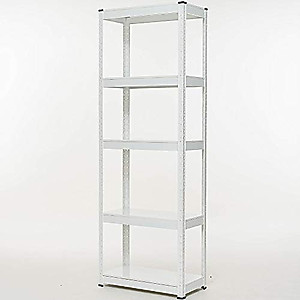 Lomani 5-Shelf Adjustable Utility Shelf, Storage Rack, Organizer Shelf, 5-Tier Storage Shelf, Book Shelf-White