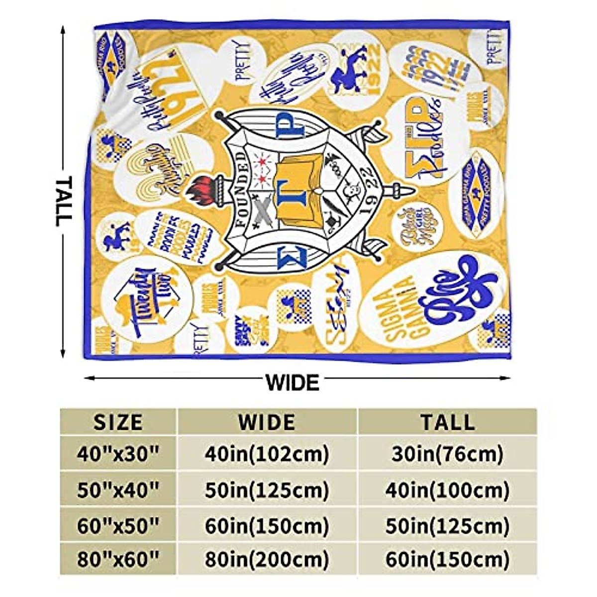 Kunsaww Sigma Gamma Rho Sorority Blanket for Women Flannel Throw Gift with 1922 Poodle and African American Design for Bedroom Sofa Decor,50"x40"