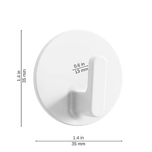 FLAUVEL 6-Pack Plastic Hook Key Hook Wall Hooks Stick-on Key Holder Adhesive Multipurpose Wall Mounted Hook White